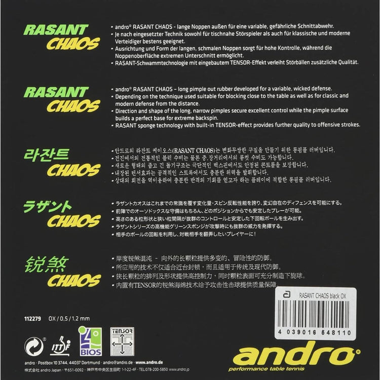 Andro Rasant Chaos Table Tennis Rubber – Sportswing.in