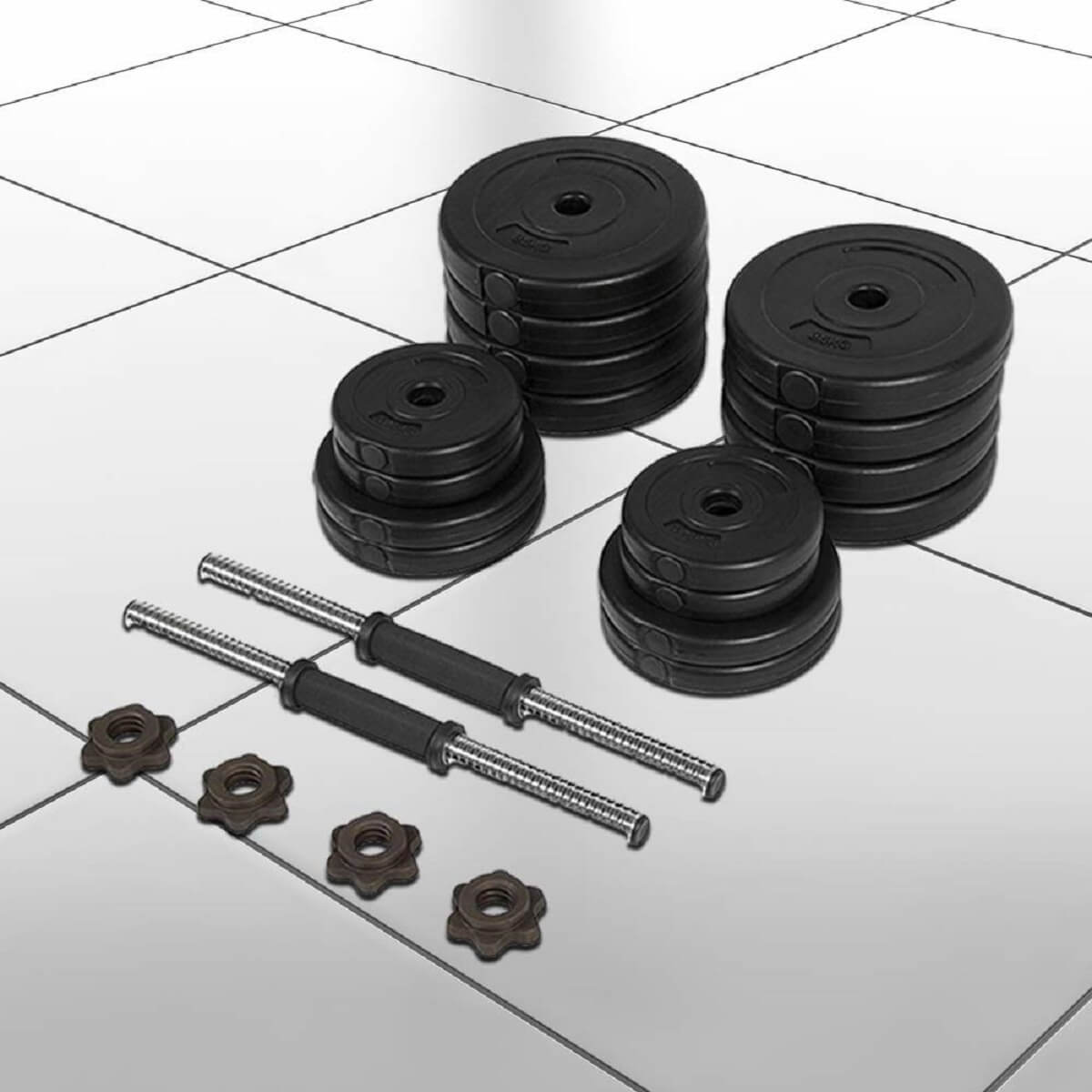 Bodyfit Muscle 60 Kg Weight Plates, 5ft Straight and 3 ft Curl Rod, 2 ...