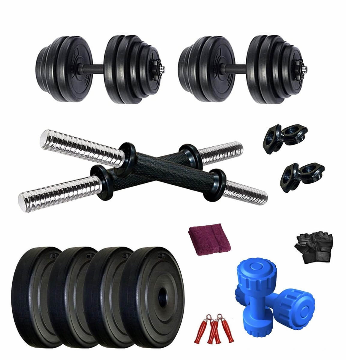 Bodyfit 10KG Adjustable Dumbbells Weights Fitness Home Gym Exercise Se ...