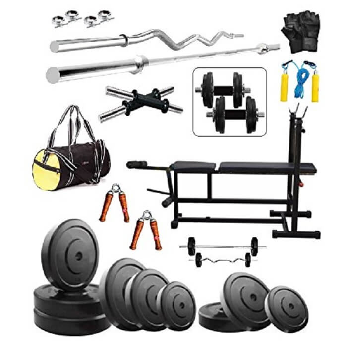 Bodyfit 25Kg Gym 4-In-1 Multi Leg Curl Bench Home Gym Dumbell Set ...