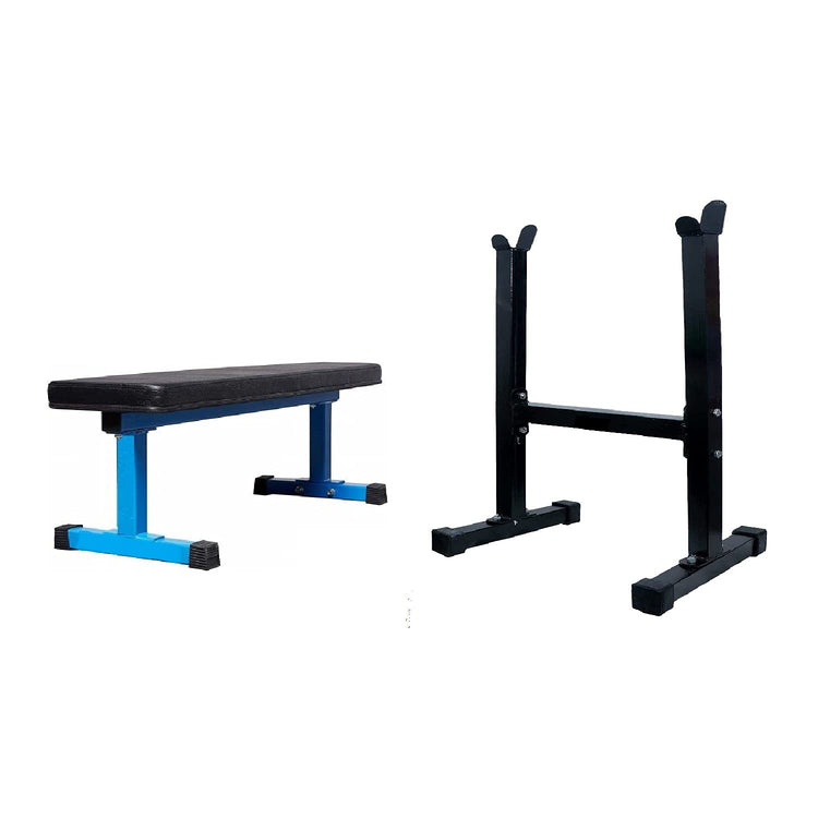 Bodyfit Combo Pack – Weight Lifting Flat Blue-Model Bench + Biceps Sta ...