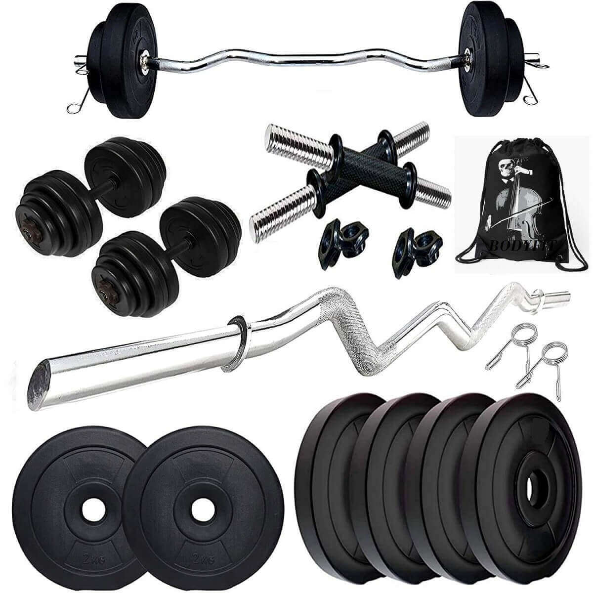 Bodyfit Home Gym Combo Set, Gym Equipment [8 kg-60 kg] – Sportswing.in