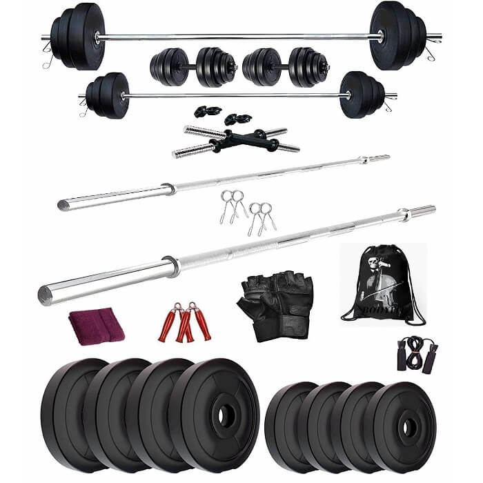 Bodyfit Home Gym Combo, Home Gym Set, Gym Bag with Accessories (25kg ...