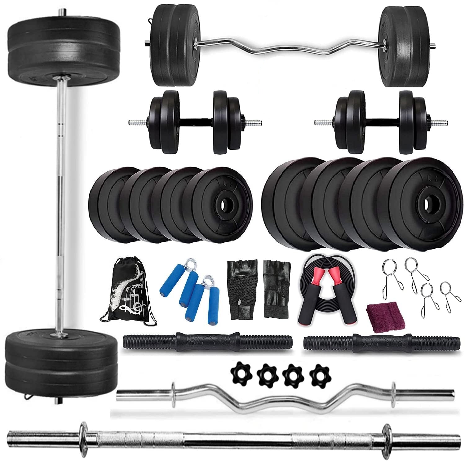 Bodyfit Home Gym Set, Gym Equipment, [8-100 kg], 3Feet Curl Rod + 4 Fe ...