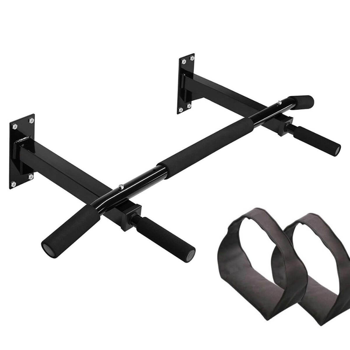 Bodyfit Wall Mounting Chin Up Bar and Ab Strap Gym Set Home Gym Combo ...