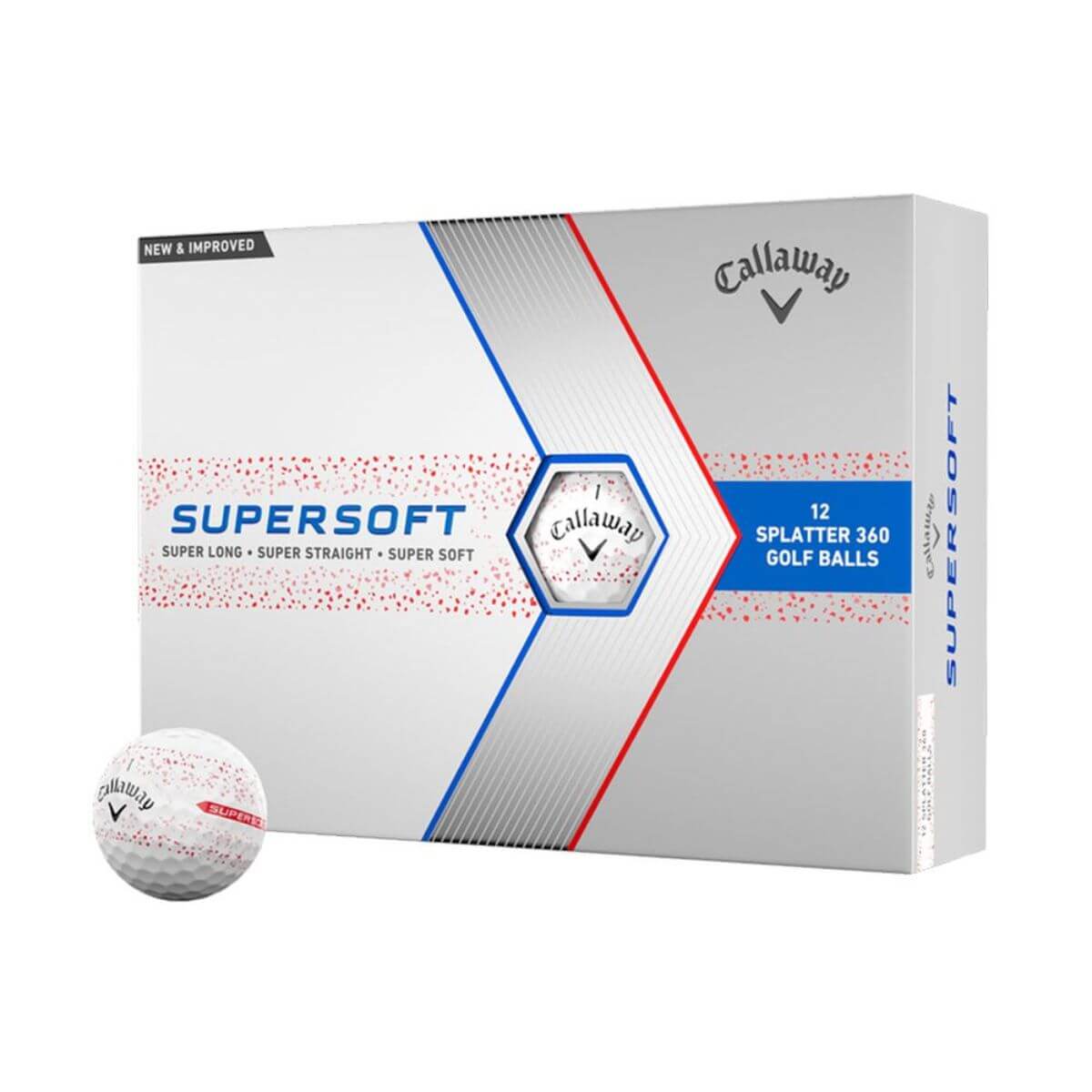 Callaway Supersoft Splatter 360 Golf Balls - White/Red (Prior Generati ...