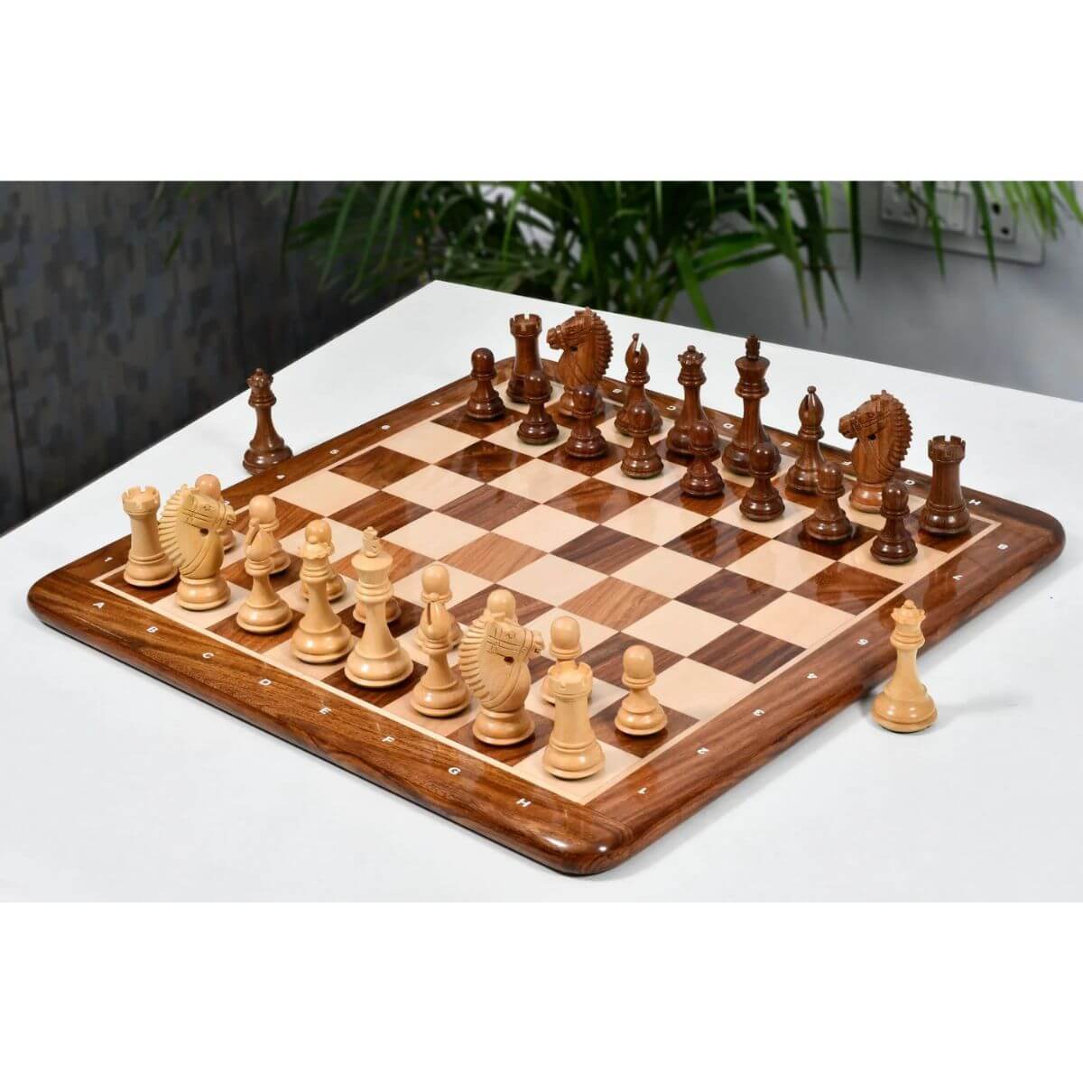 Chessbazaar Bridle Sheesham Wood Chess Set In 4"King With 21"Notation ...
