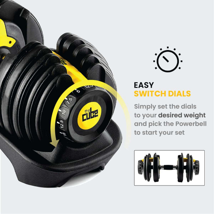 Cube Club Adjustable Powerbells (15 Dumbbells in 1 | 2.5Kg-24Kg ...
