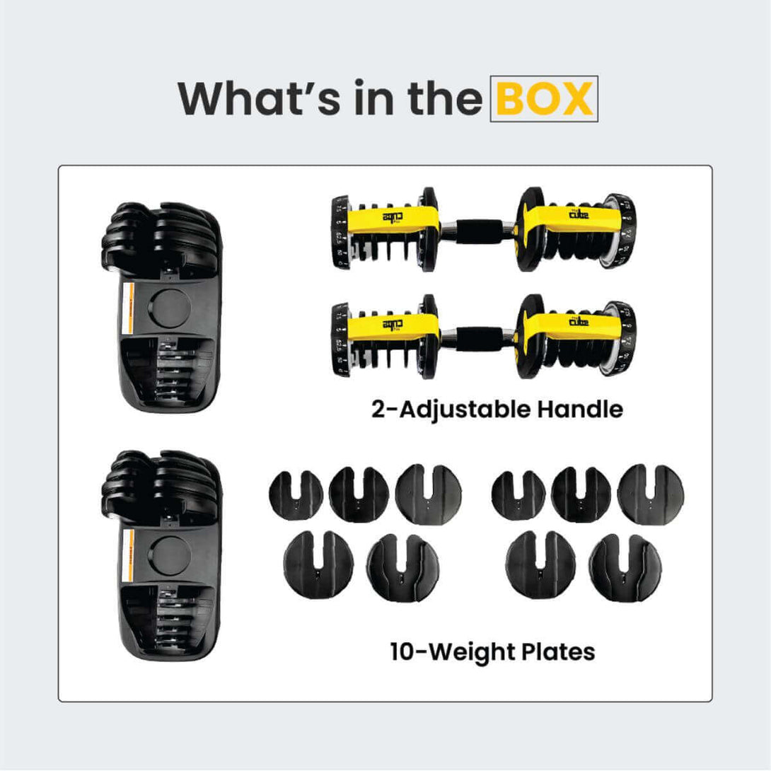 Cube Club Adjustable Powerbells (17 Dumbbells in 1 | 4.5Kg-40Kg ...