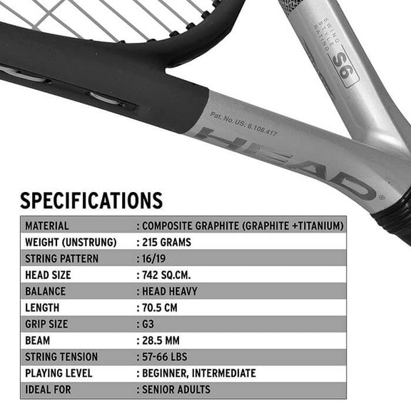 Head Ti S6 Tennis Racquet (Black/Silver) – Sportswing.co