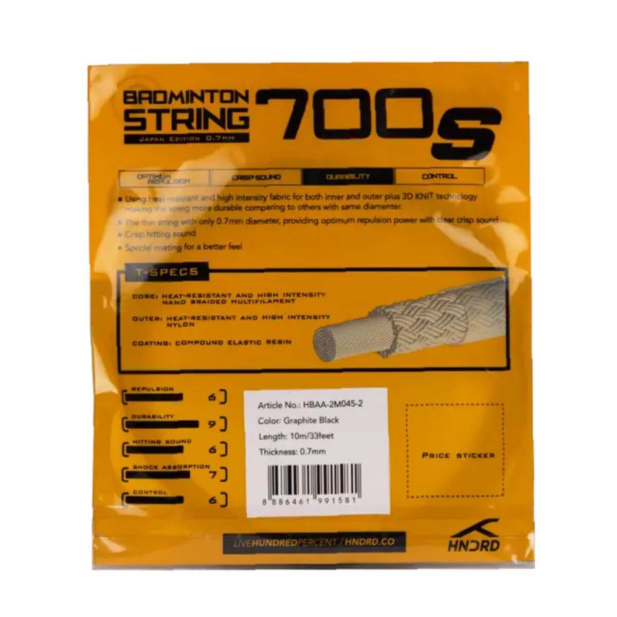 Hundred 700S Badminton String -Graphite Black – Sportswing.in