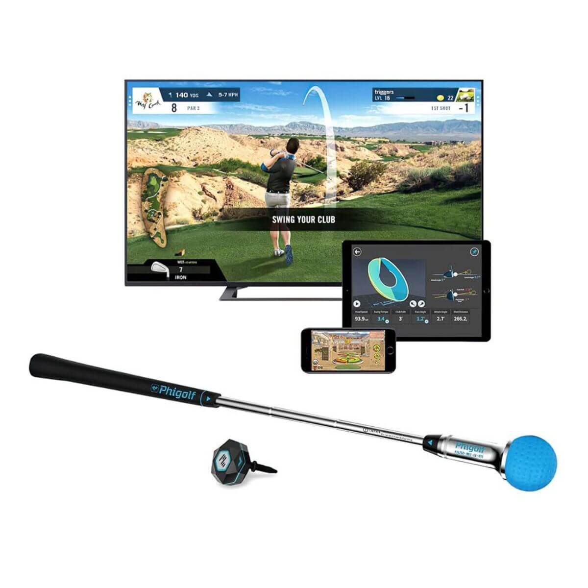 Phigolf 2 3D Swing Analysis Golf Game Simulator with Swing Stick - WGT ...