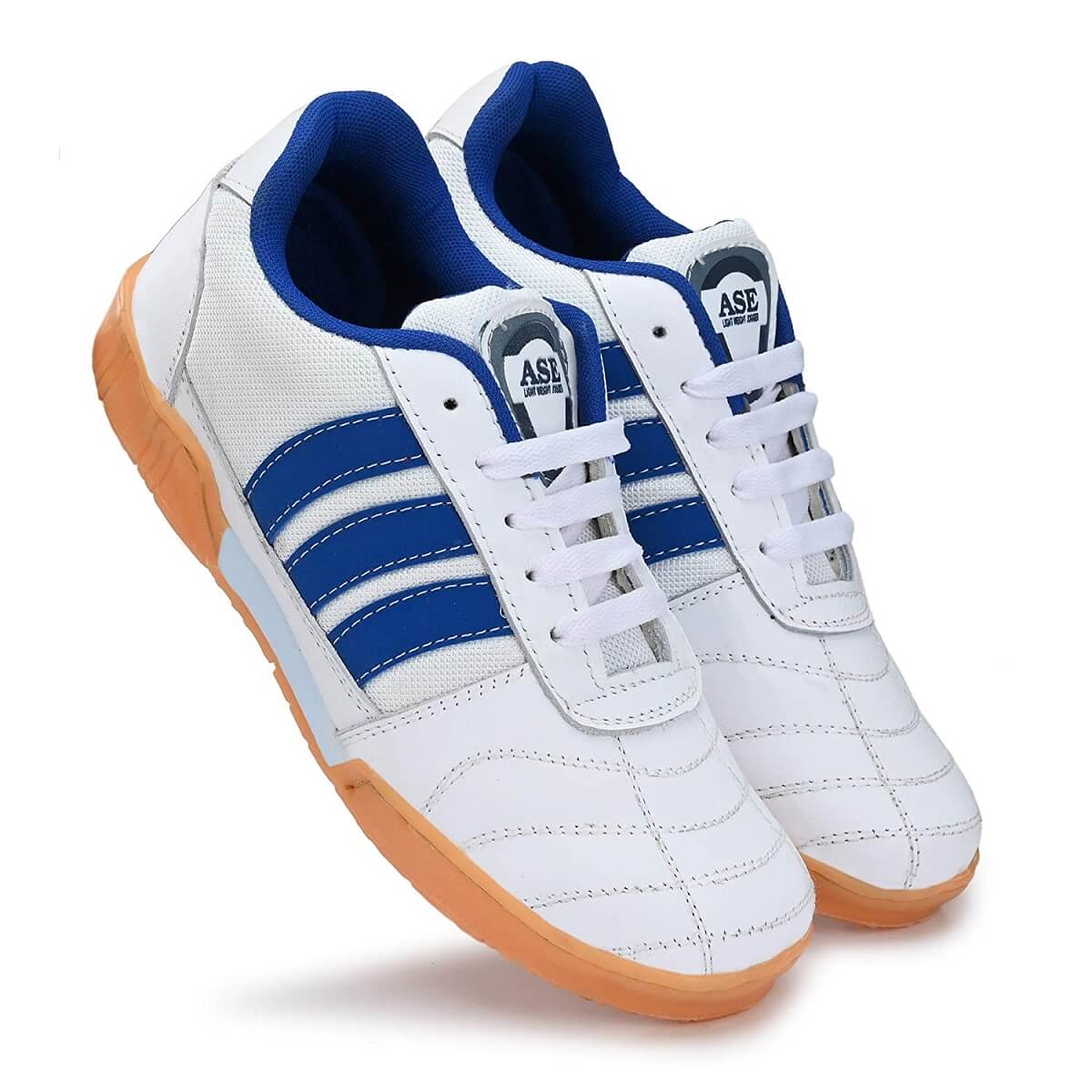 Proase Leather Cloth Badminton Shoes (White/Blue) – Sportswing.in
