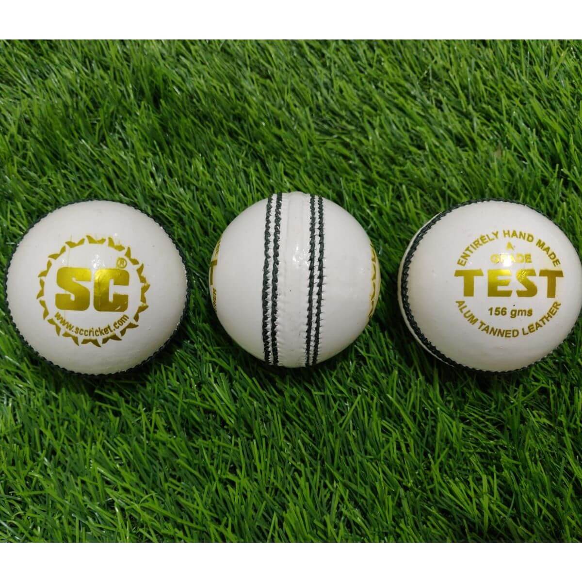 SC 5 Star Test A Grade White Leather Cricket Ball – Sportswing.in