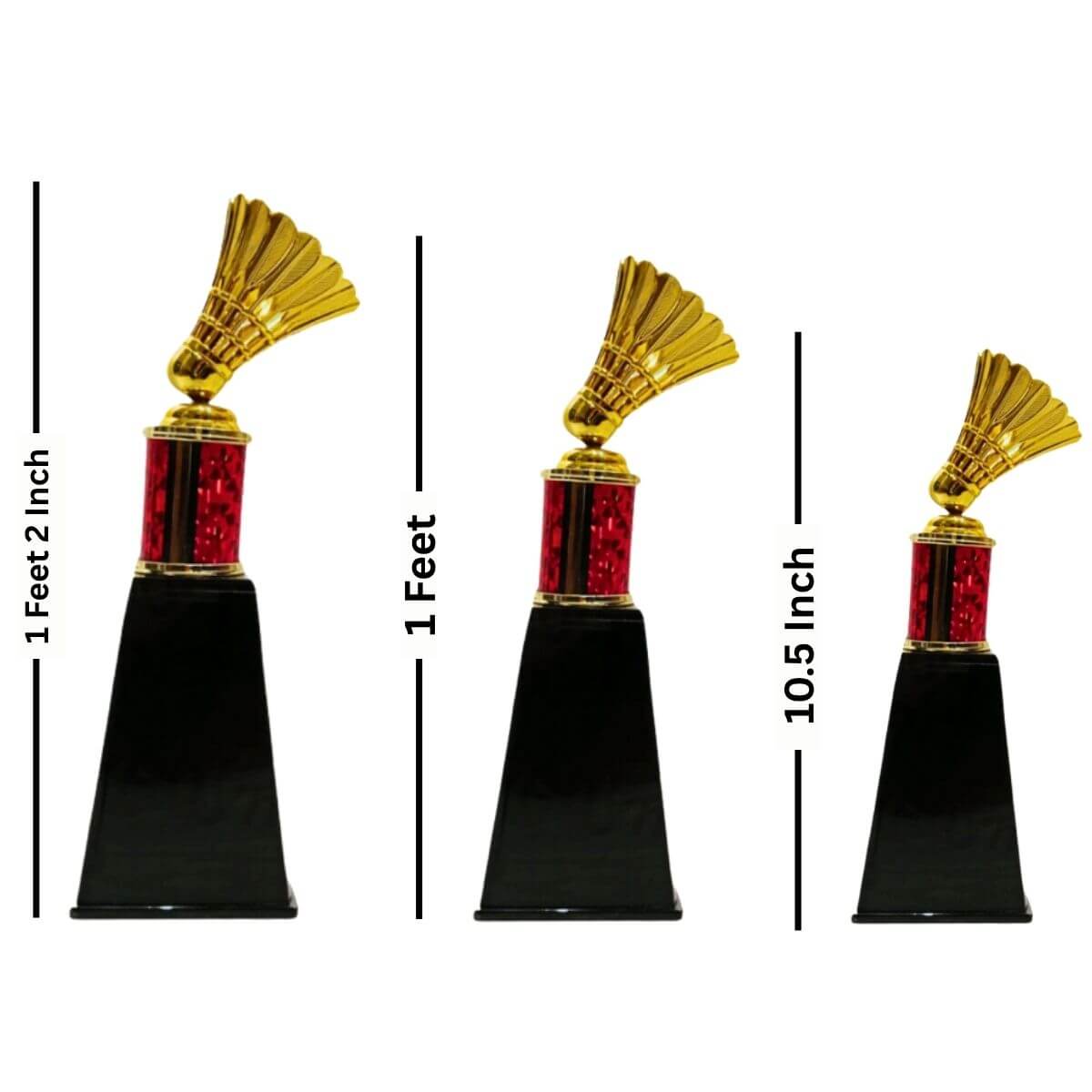 TM Badminton Sports Trophy-TM355 (Set of 3 Trophies) – Sportswing.in