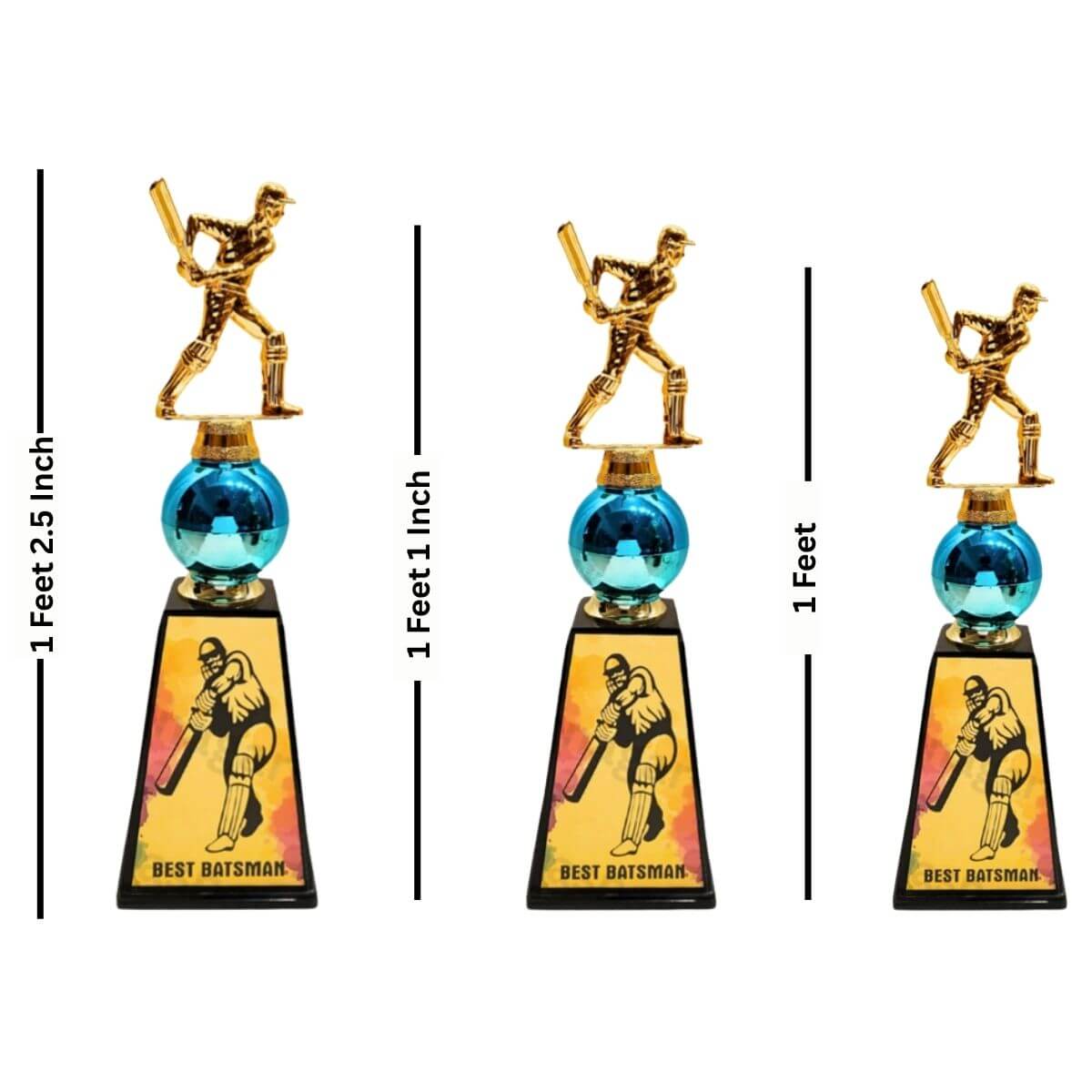 TM Cricket Sports Trophy (Set of 3 Trophies) - TM355 – Sportswing.in