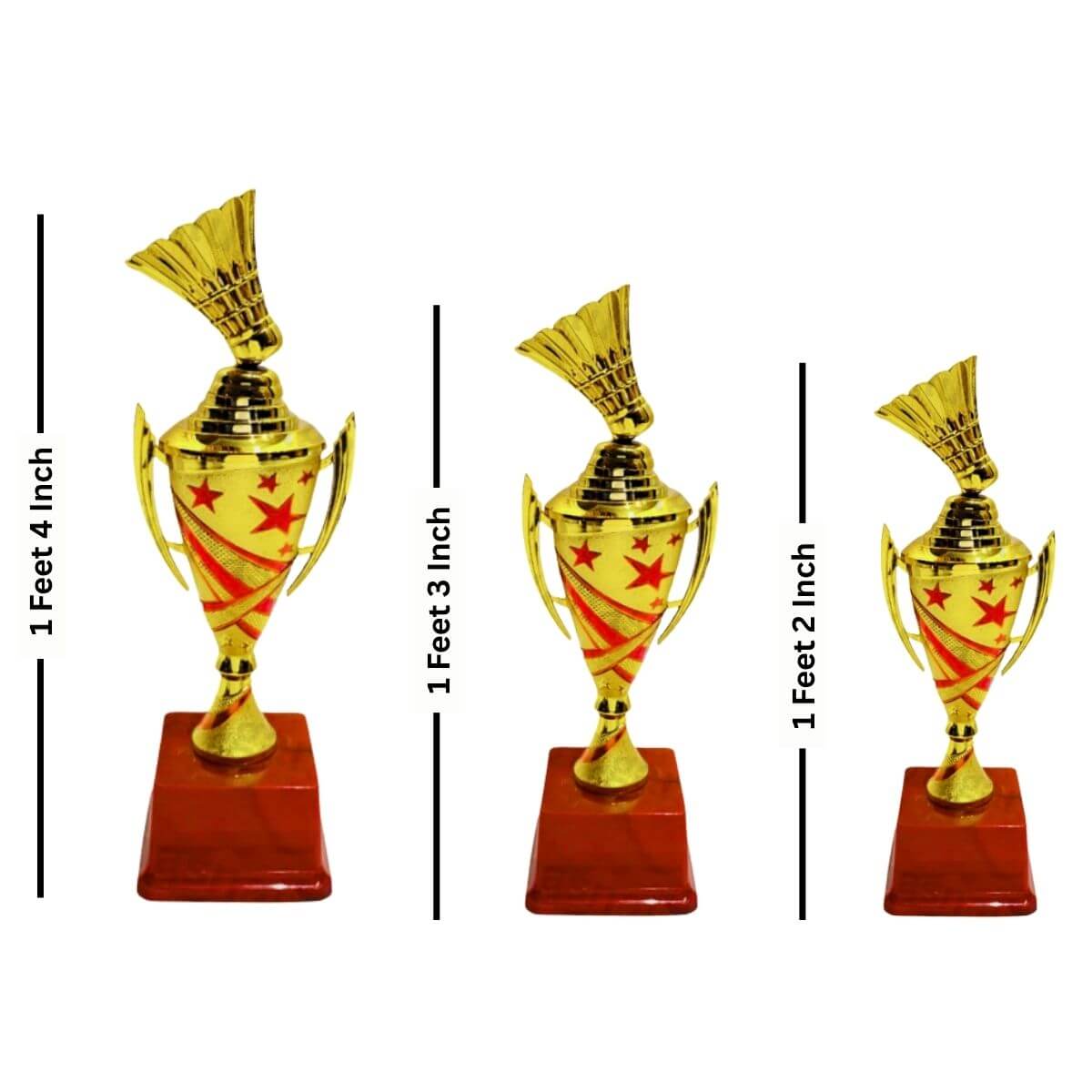 TM TM201 Badminton Sports Trophy (Set of 3 Trophies) – Sportswing.in