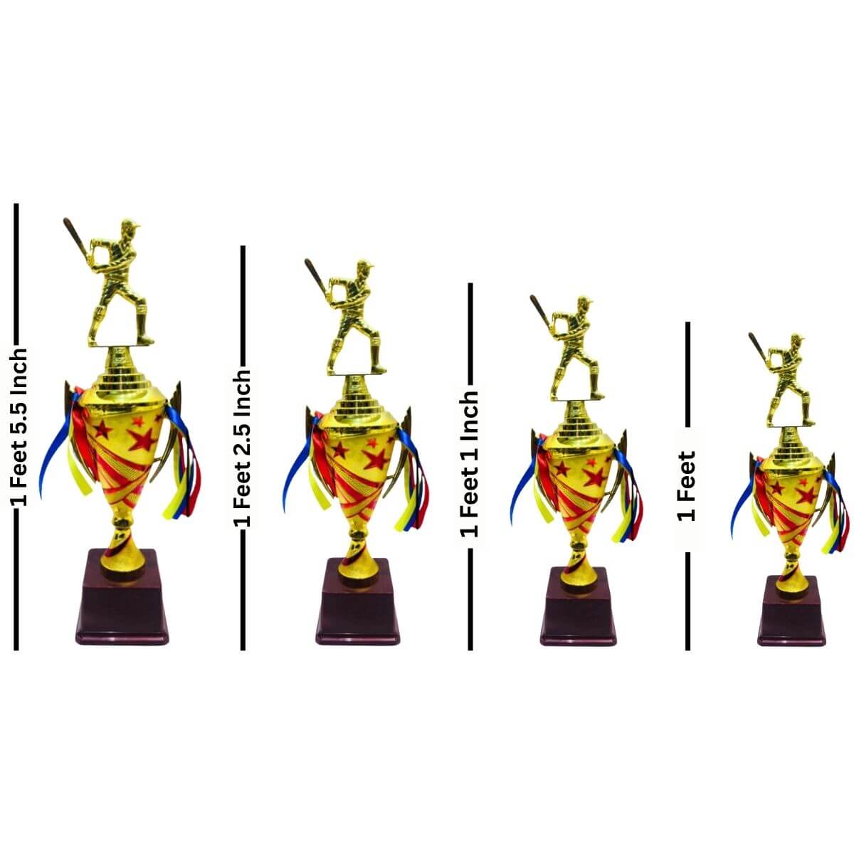 TM TM201 Cricket Sports Trophy (Set of 4 Trophies) – Sportswing.in