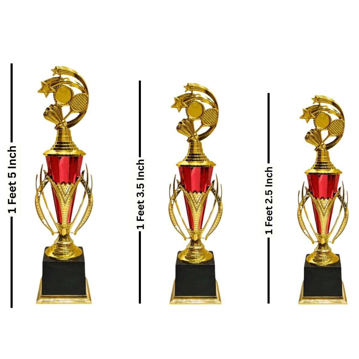 TM TM235 Badminton Trophy (Set of 3 Trophies) – Sportswing.in