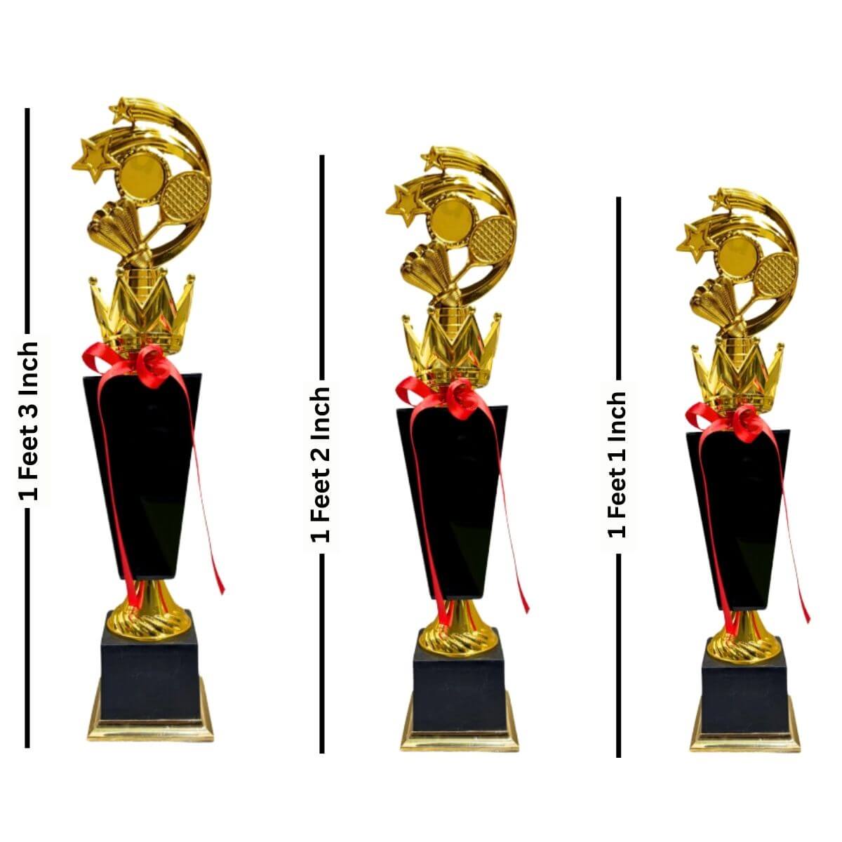 TM TM330 Badminton Sports Trophy (Set of 3 Trophies) – Sportswing.in