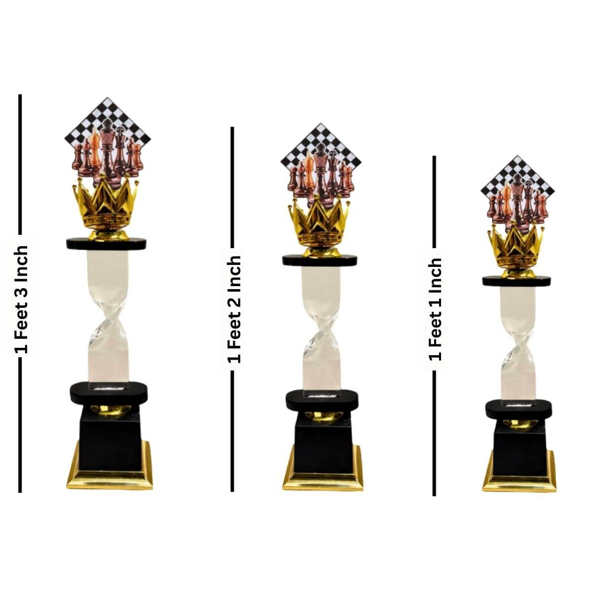 TM TM334 Chess Trophy (Set of 3 Trophies) – Sportswing.in