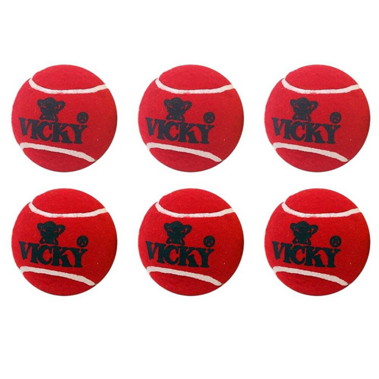 Vicky Cricket Tennis Ball –Red (Pack of 6) – Sportswing.in