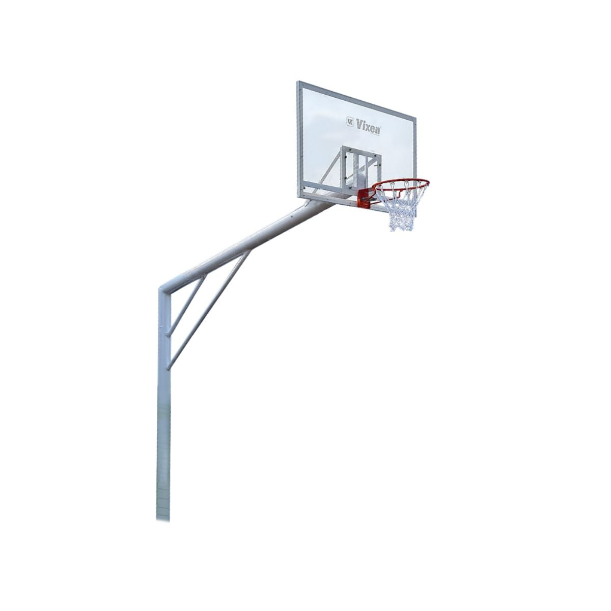 Vixen 8" Round Pipe Fixed Basketball Pole Set With Board-2.2 mtr Exten ...
