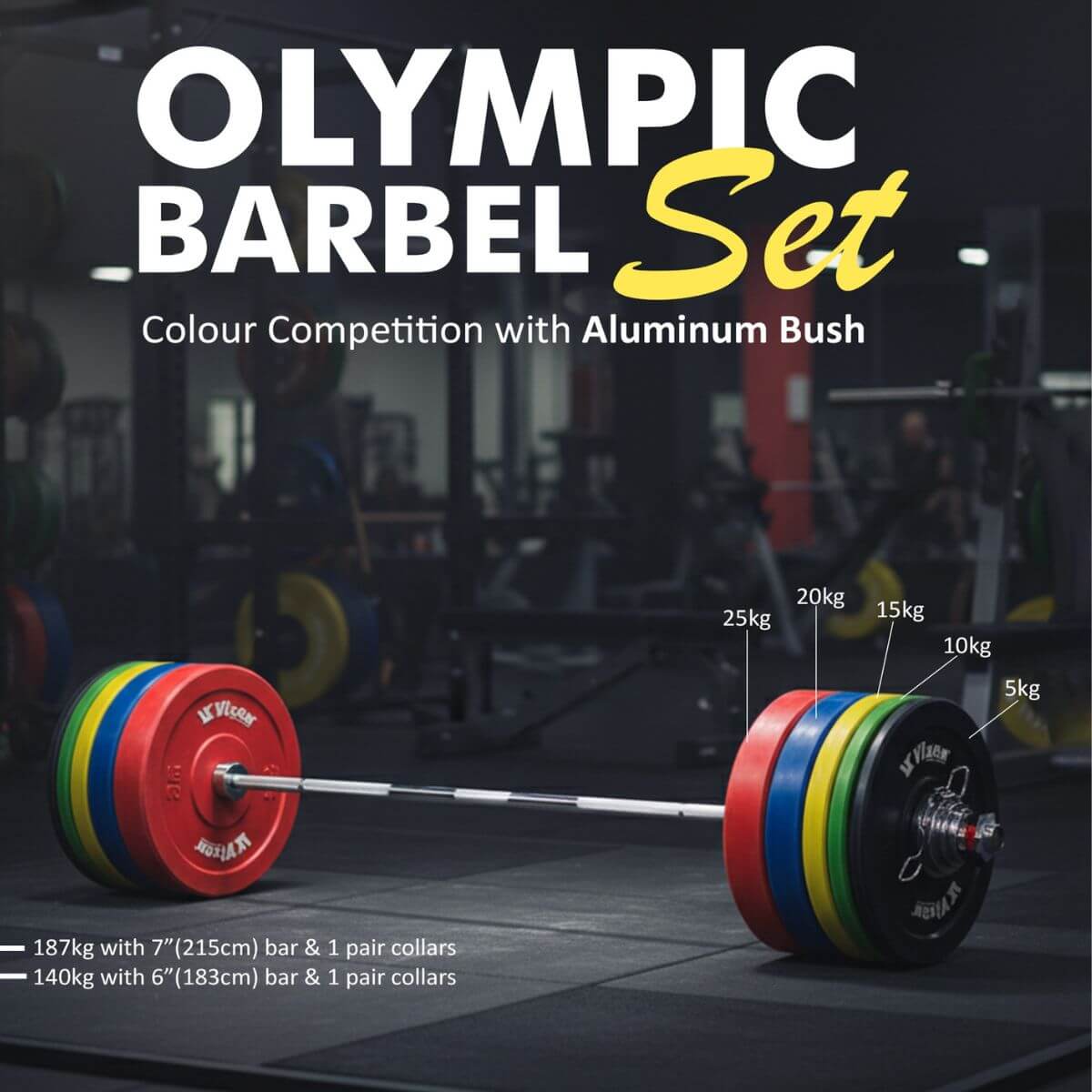 Vixen Competition Color Olympic Barbell Set With Aluminium Bush ...