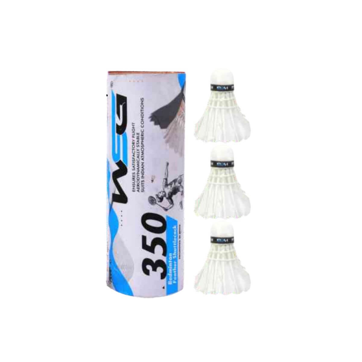 WSG 350 Feather Badminton Shuttlecock (1 Tube-3 Cocks) – Sportswing.in